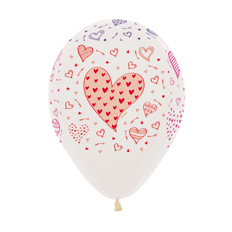 Globo Sempertex Látex Blanco Corazones y Flechas – Somos Fiesta
